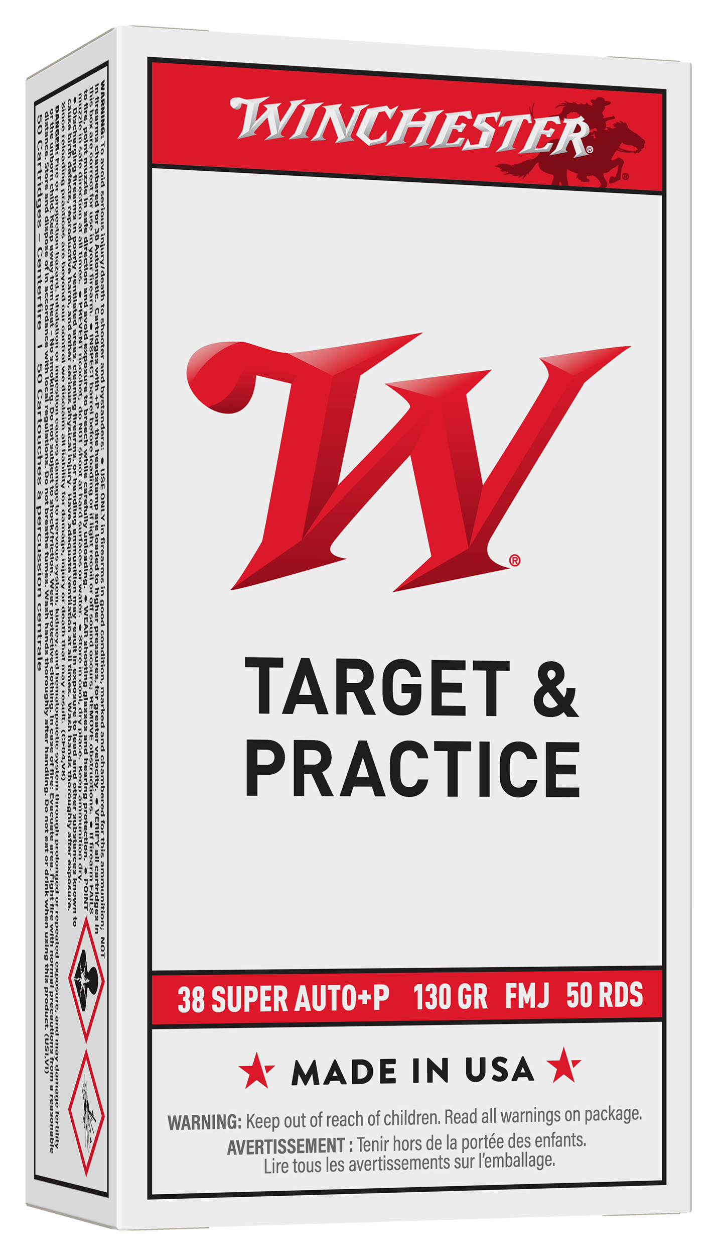 Winchester .38 Super Auto +P 130 Grain FMJ Centerfire Handgun Ammo ...